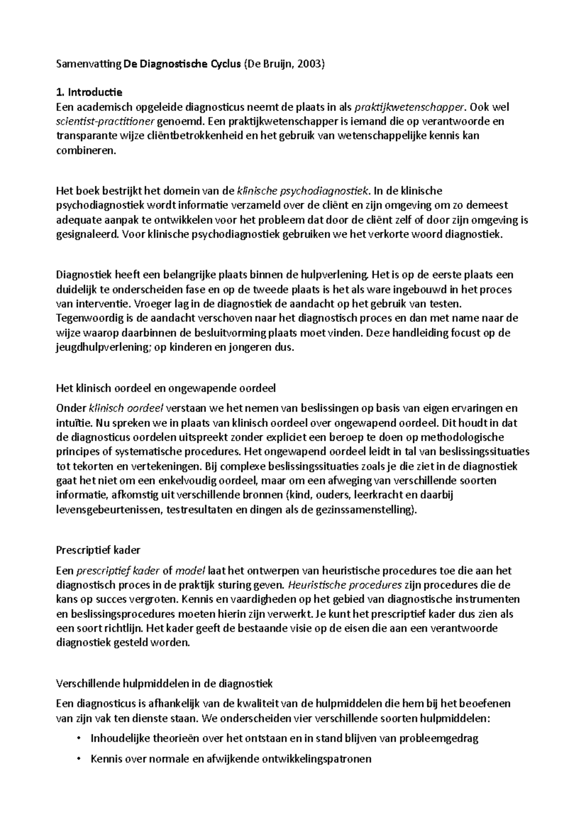 Samenvatting De Diagnostische Cyclus - Introductie Een academisch ...