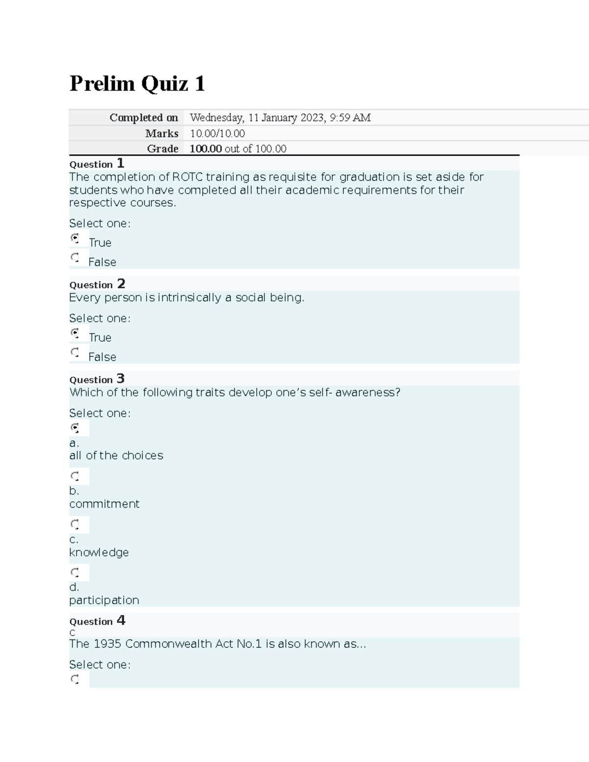 National Service Training Program Prelim Q1 - Prelim Quiz 1 Completed ...