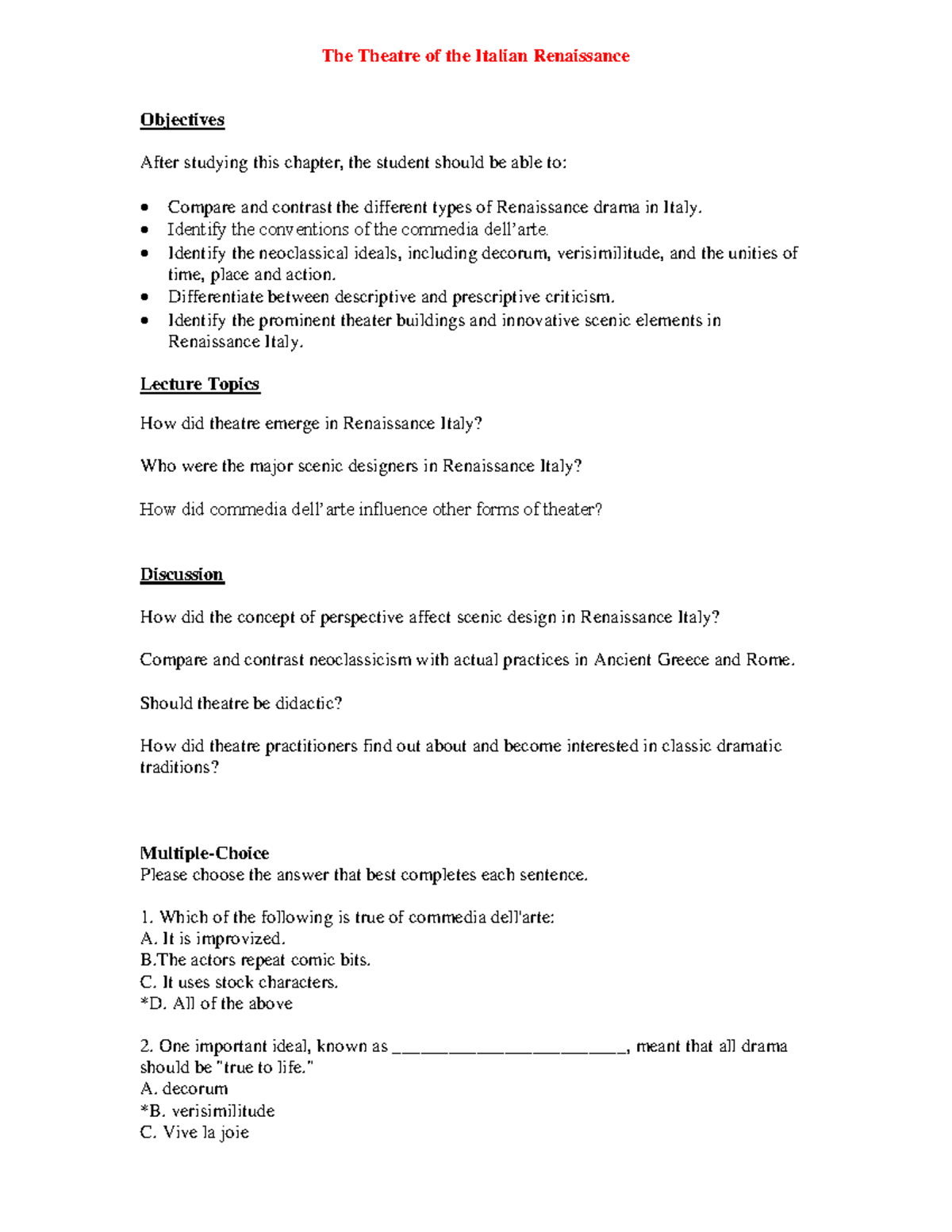 Ch05 The Theatre of the Italian Renaissance - The Theatre of the ...