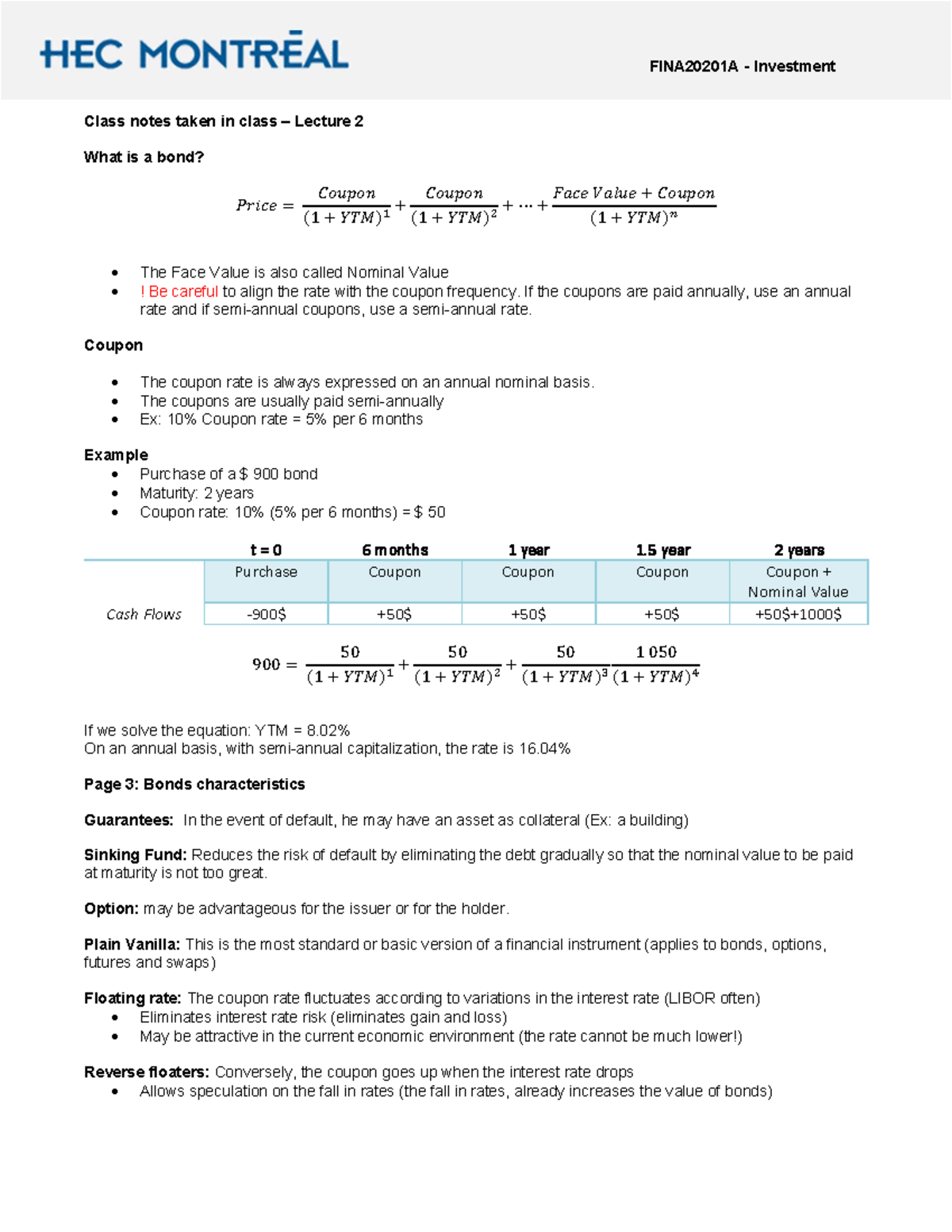 FINA20201 A - Investment - Lecture 2 - FINA20201A - Investment Class ...
