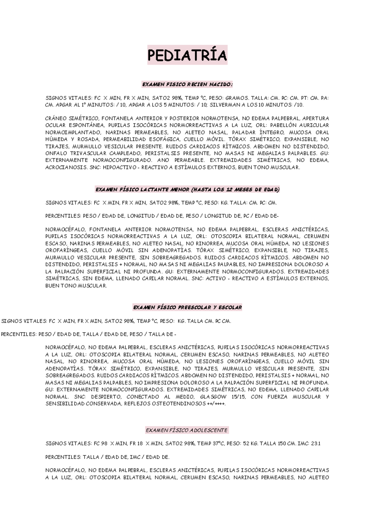 Patologías niños - rtyrty - PEDIATRÍA EXAMEN FISICO RECIEN NACIDO ...