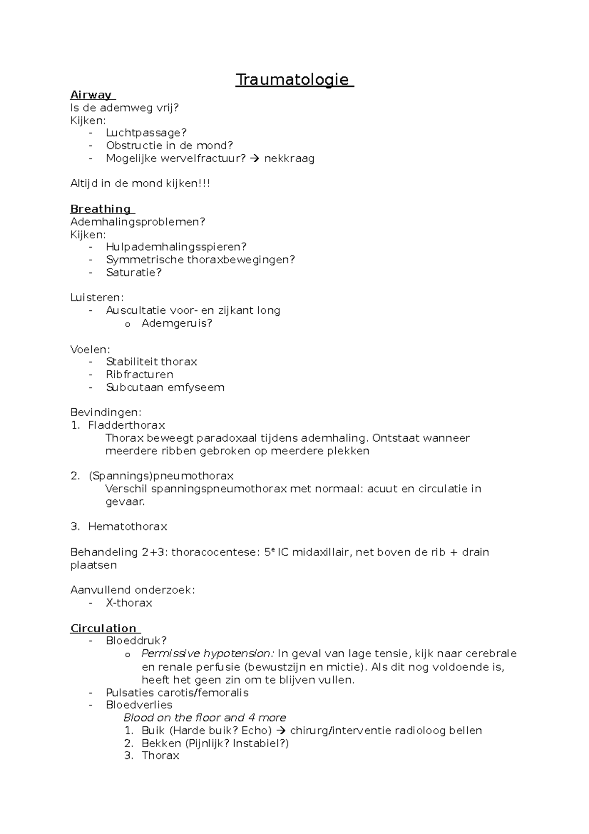 Traumatologie - Traumatologie Airway Is de ademweg vrij? Kijken ...
