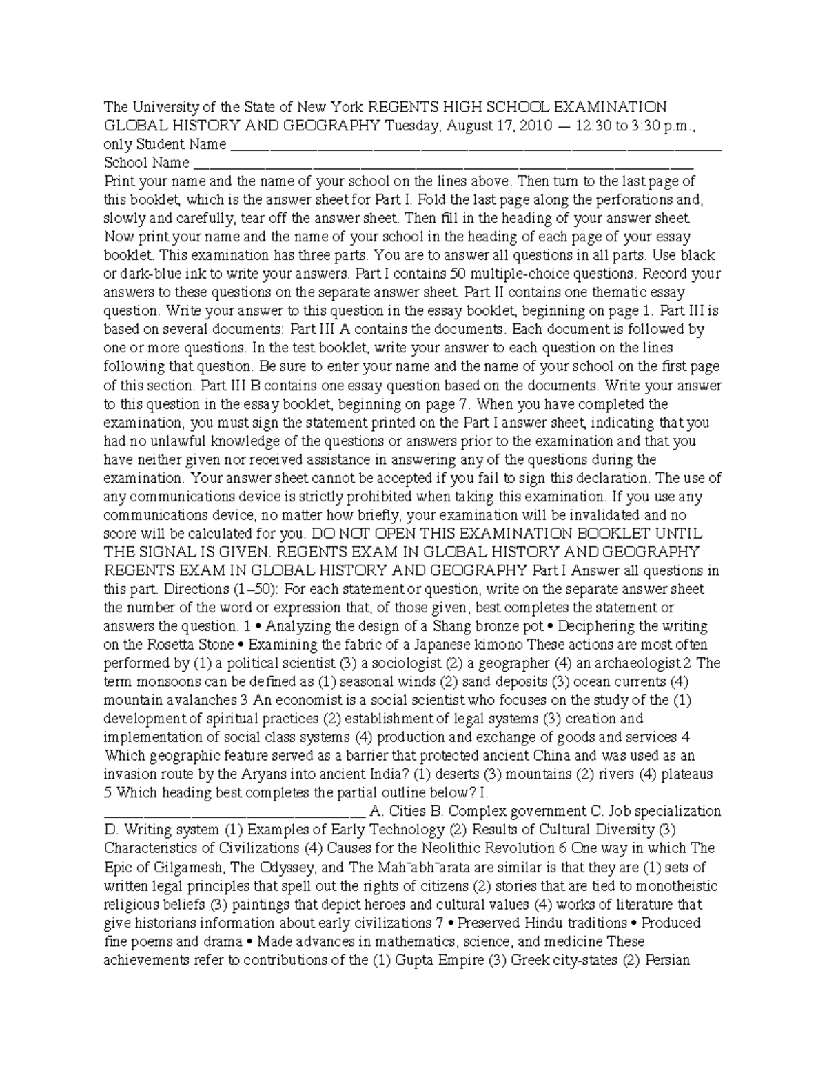 AUG2014 SS Final EXAM - The University of the State of New York REGENTS ...