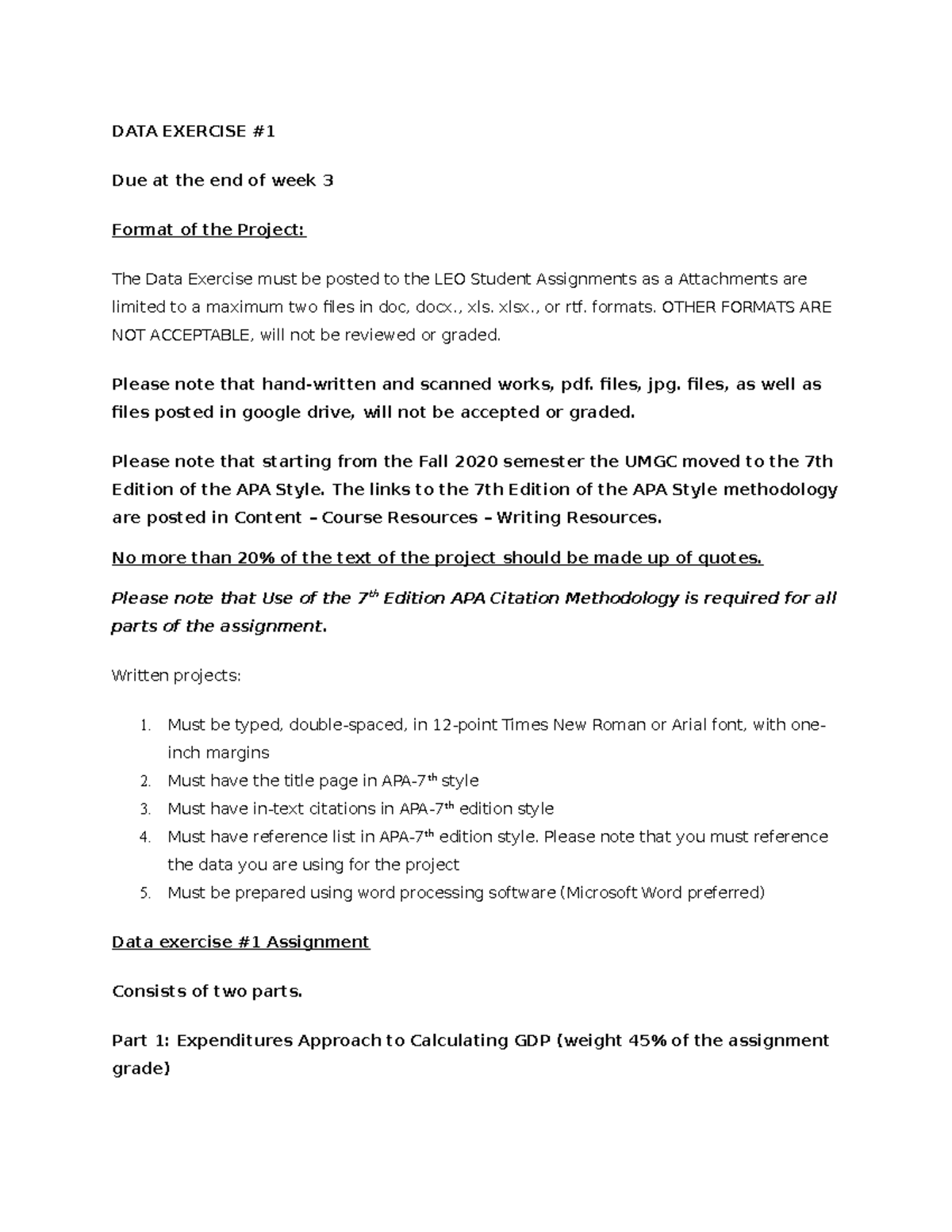 Data Exercise #1 - Part 1: Expenditures Approach to Calculating GDP ...