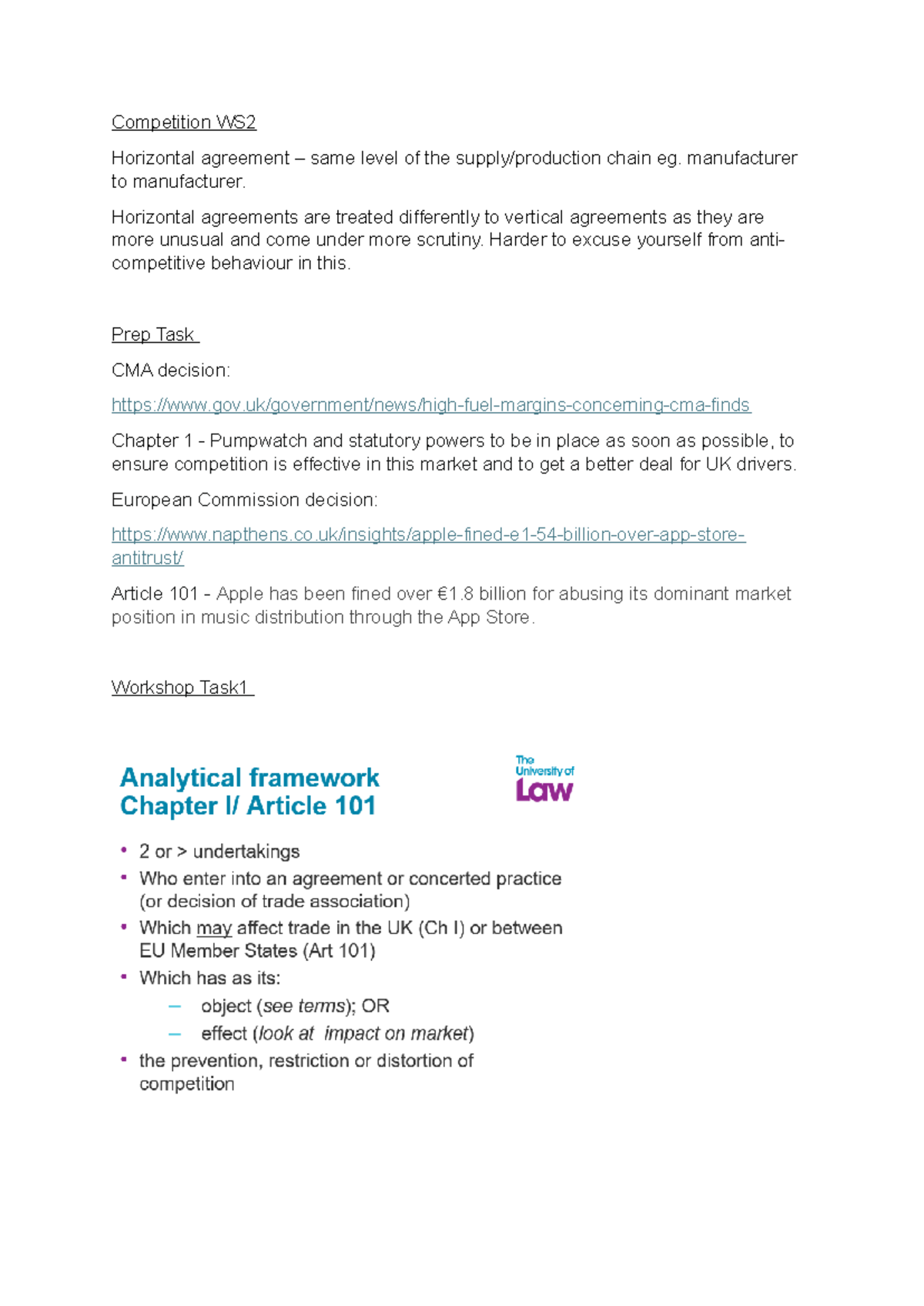 Competition WS2 - WS Work - Competition WS Horizontal agreement – same ...