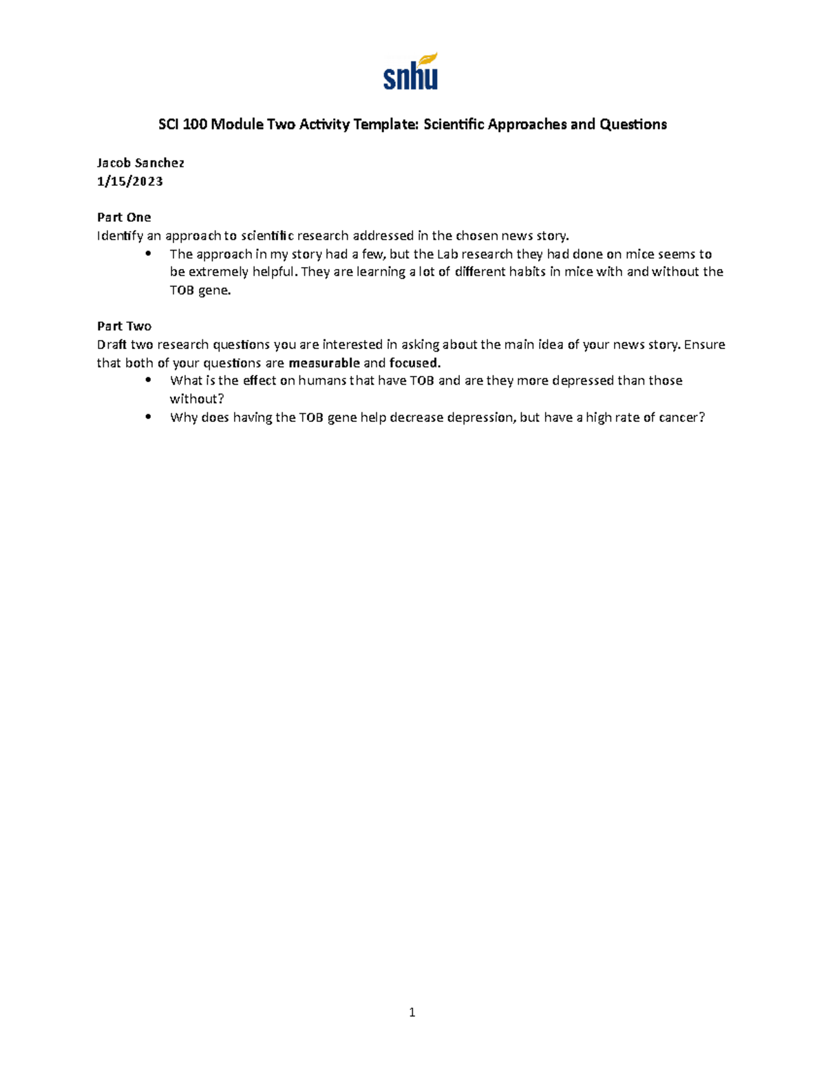 SCI 100 Module Two Activity (Final) - SCI 100 Module Two Activity ...