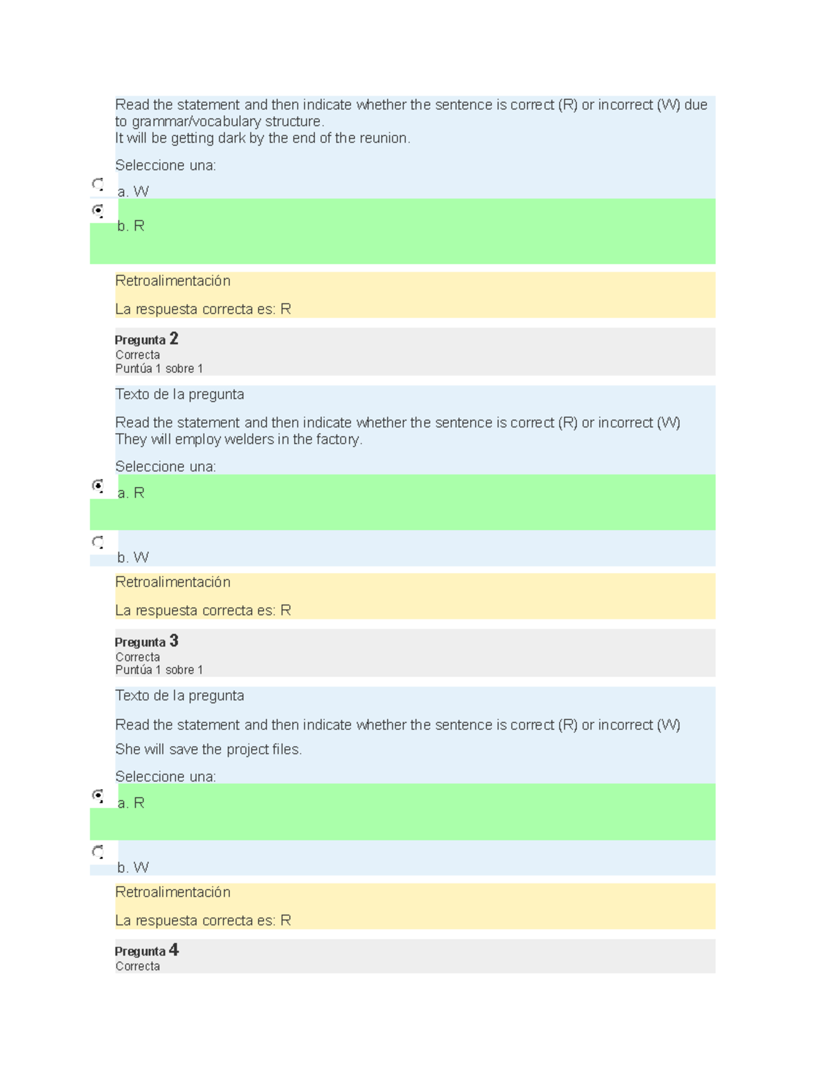 Assignment 1 Questionnaire U1 - Read the statement and then indicate whether the sentence is ...