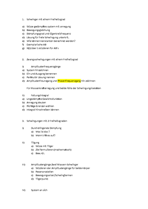 Schwingungen - Zusammenfassung Mechanische Schwingungslehre und Maschinendynamik - Studocu