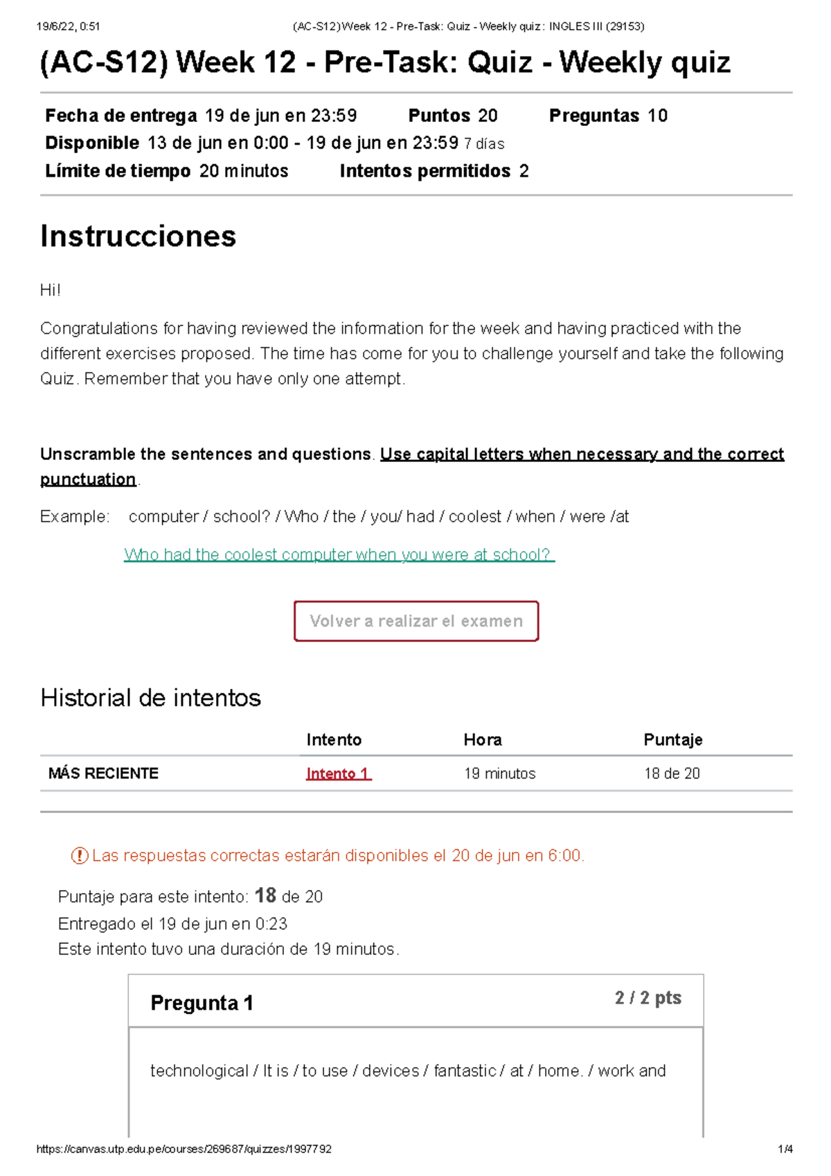 (AC-S12) Week 12 - Pre-Task Quiz - Weekly quiz Ingles III (29153)3 ...