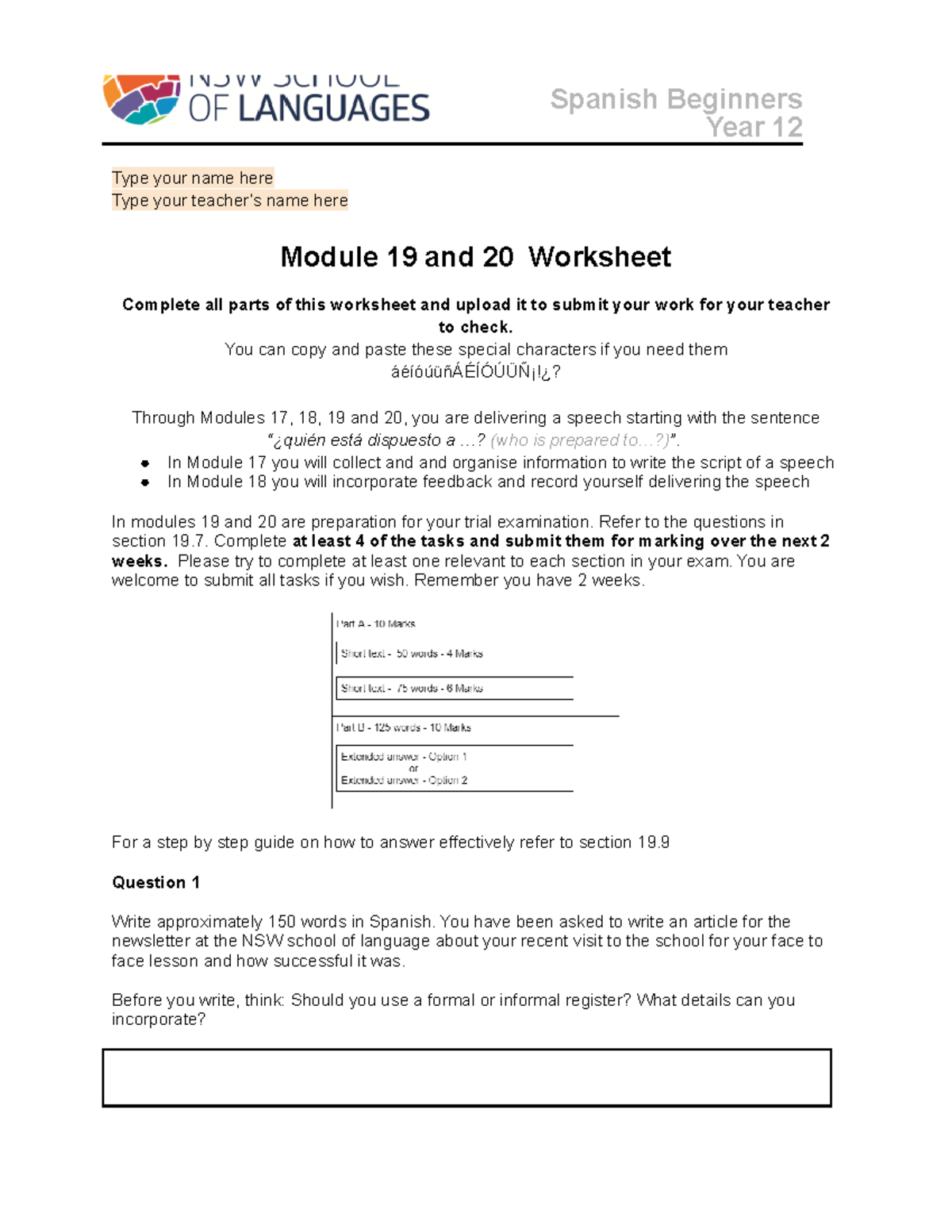 Module 20 focus task - Year 12 Type your name here Type your teacher’s ...