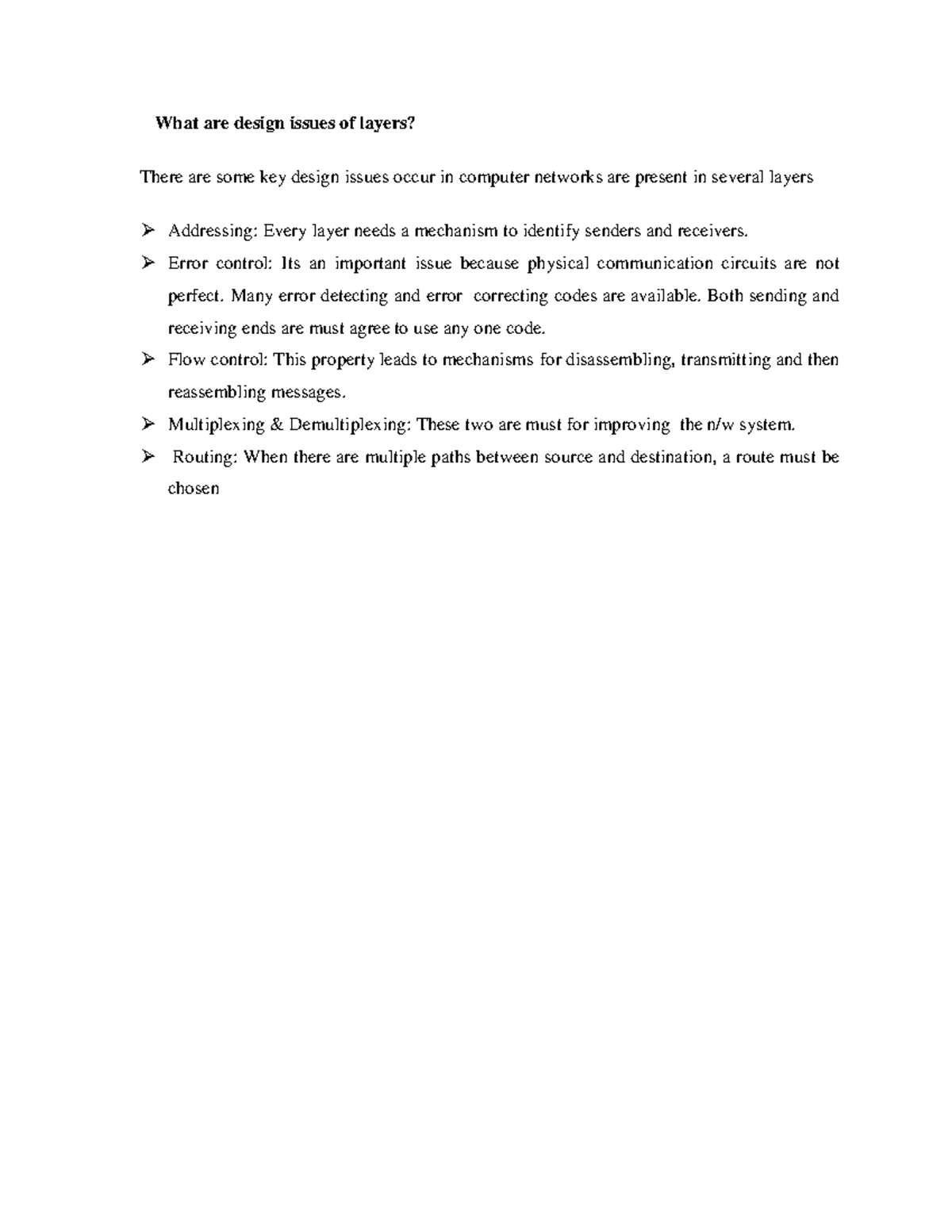 Uni-1 Notes other than PPT - What are design issues of layers? There ...