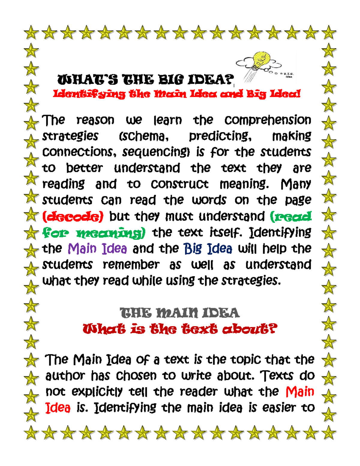 What is the bid idea - Summary social work - WHAT’S THE BIG IDEA ...