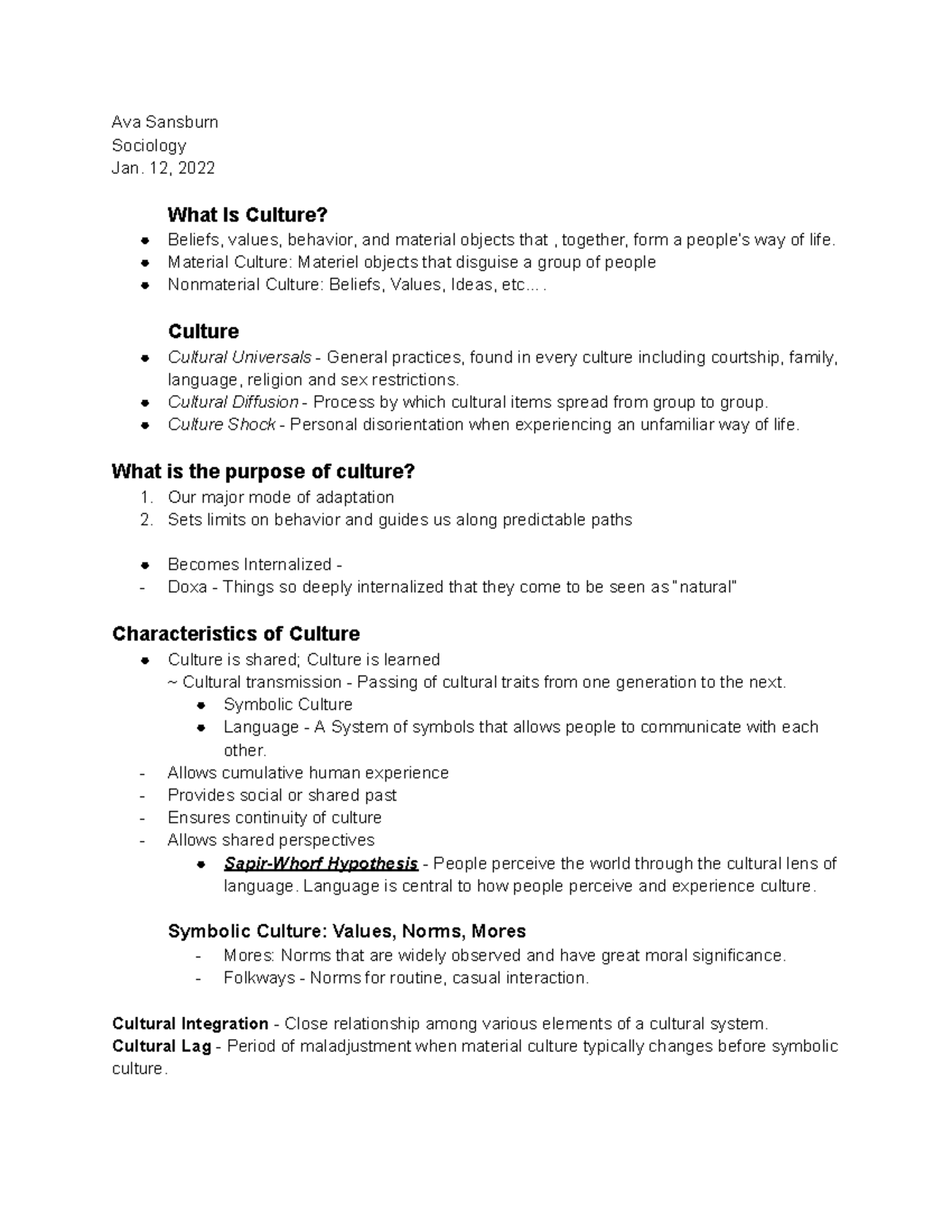 SOC101- Jan. 12, 2023 - These are notes for the Sociology 101 - Intro ...