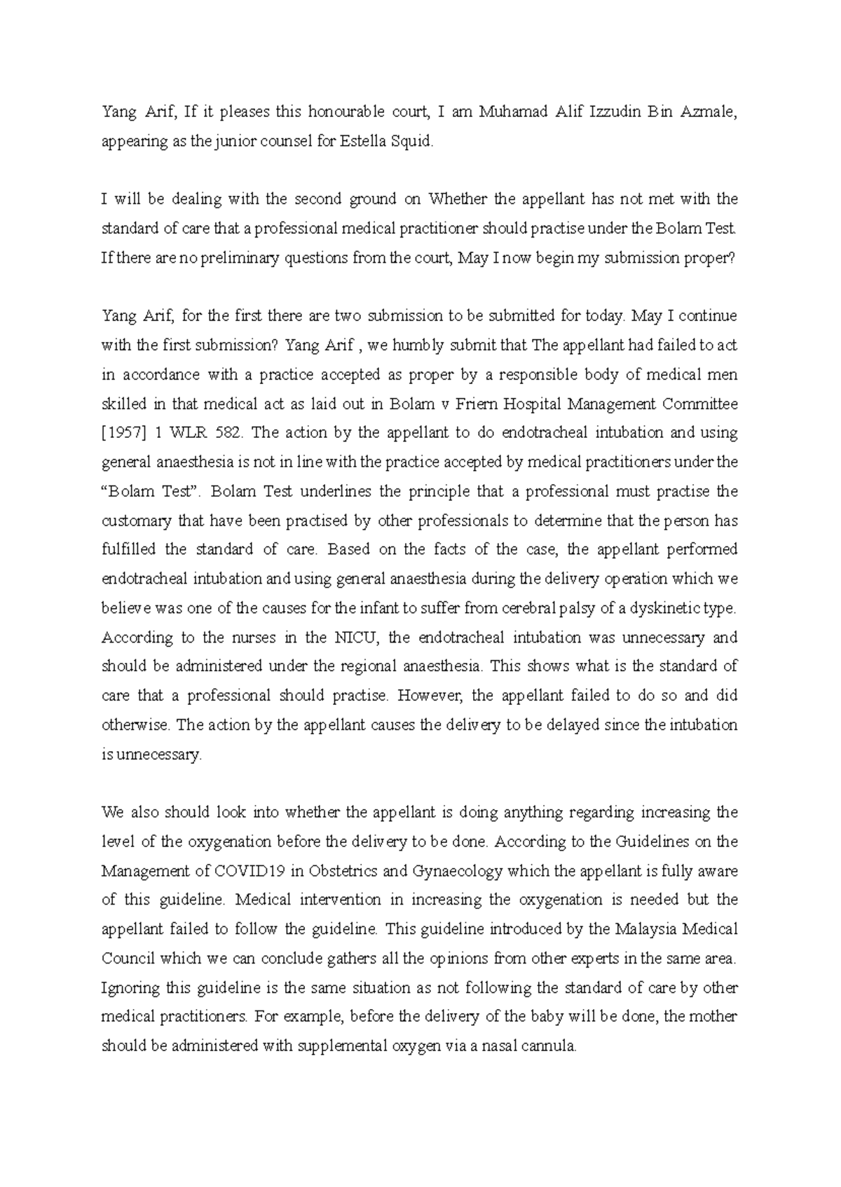 Mooting - Yang Arif, If it pleases this honourable court, I am Muhamad ...