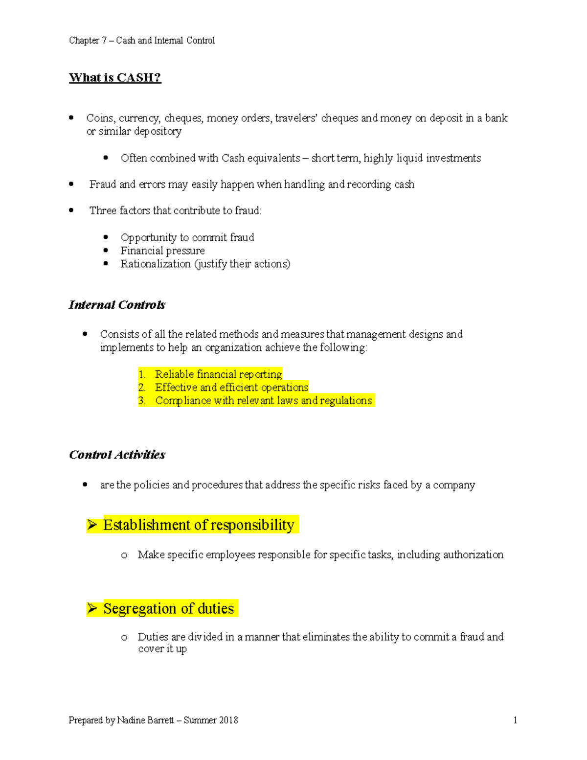 Chapter+7+Lecture+Notes - What is CASH? Coins, currency, cheques, money ...
