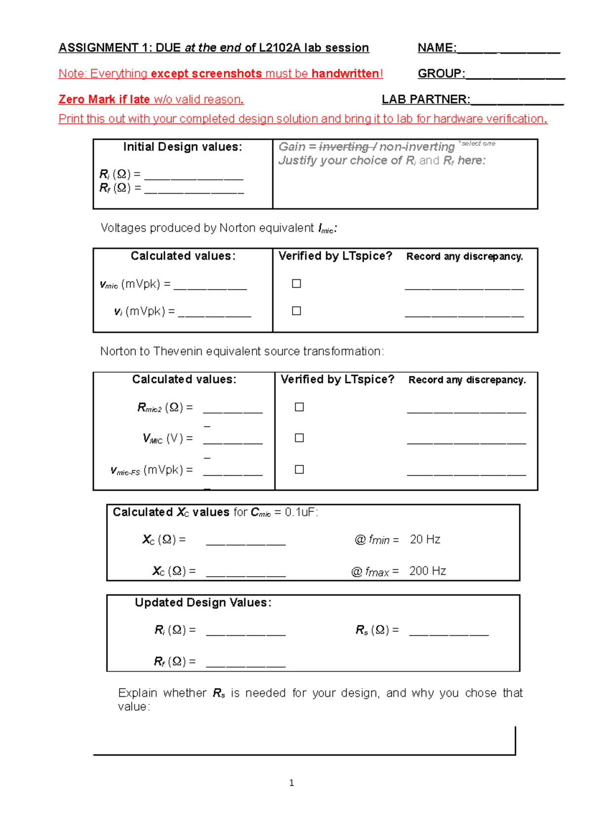 L2102A AY22-23 Assignment 1 v2 - ASSIGNMENT 1: DUE at the end of L2102A lab session NAME ...