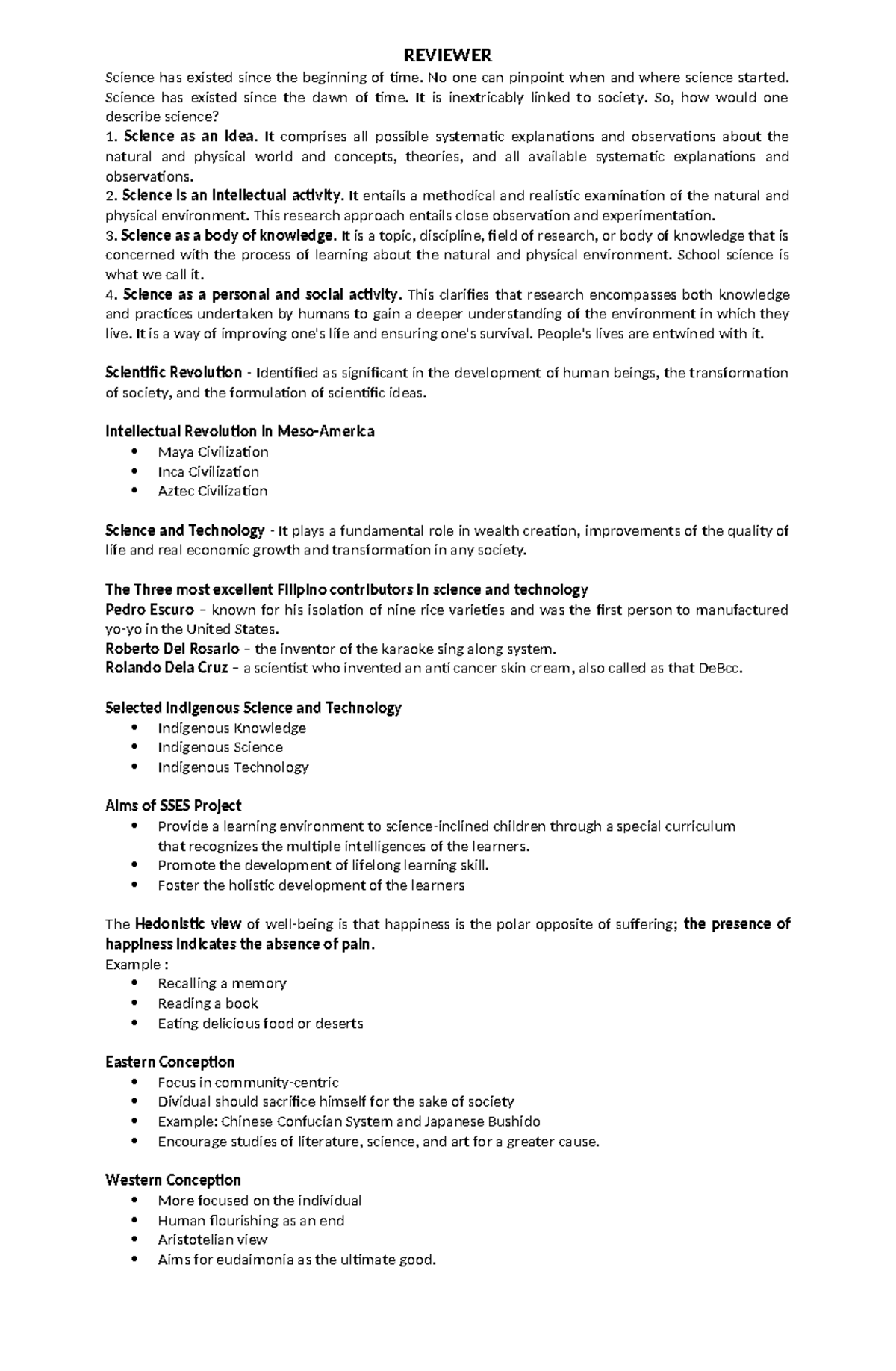 Reviewer IN GE 7 - REVIEWER Science has existed since the beginning of ...