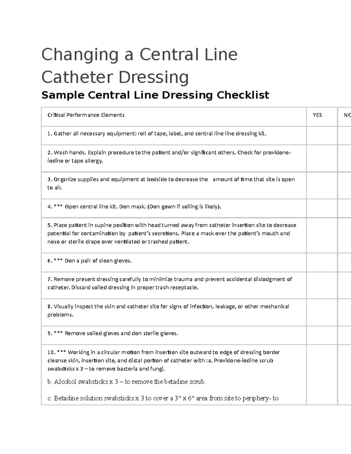 Changing a Central Line Catheter Dressing - Changing a Central Line ...