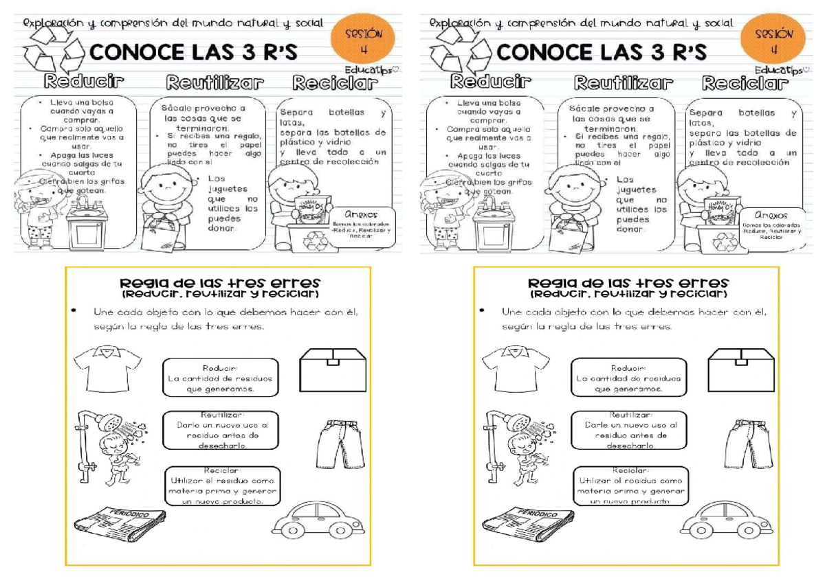 Actividad de las 3 r reducir, rehusar y reciclar - exploración ...