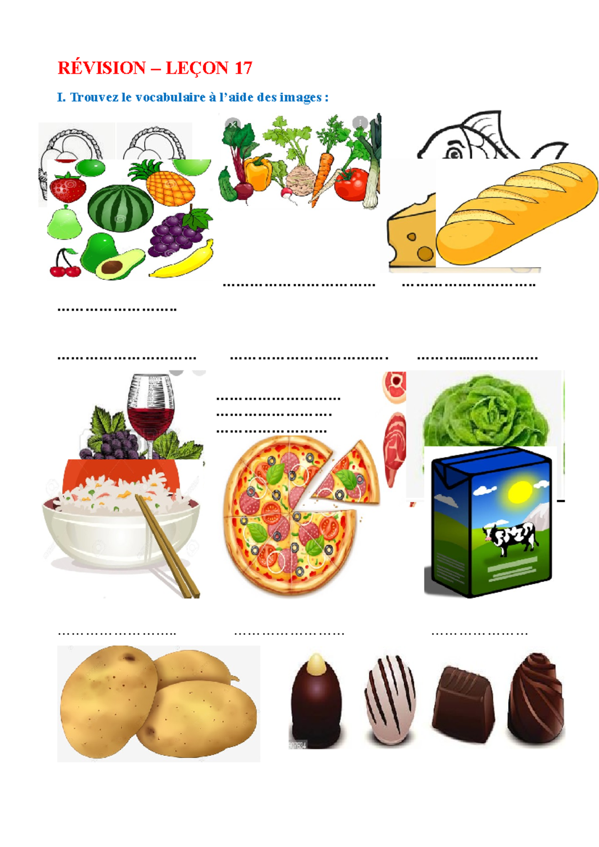 Exercices de révision - Lecon 17 - RÉVISION – LEÇON 17 I. Trouvez le ...