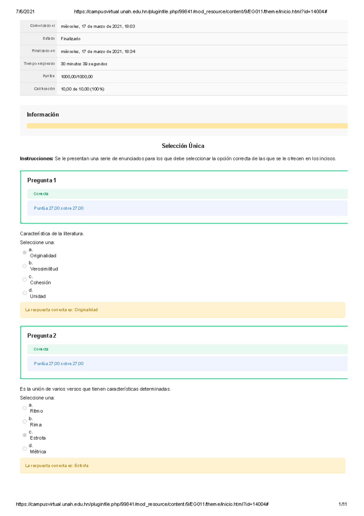Examen 2 español - sadasdas - Comenzado el miércoles, 17 de marzo de ...