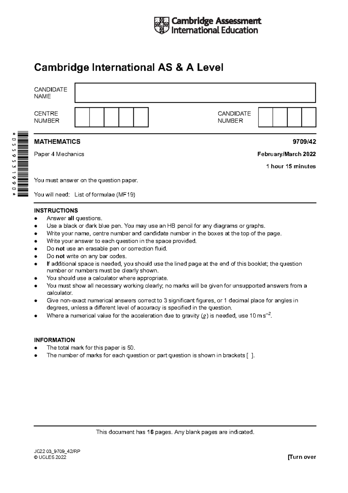 9709 m22 qp 42 - Cambridge International AS and A Level Mathematics ...