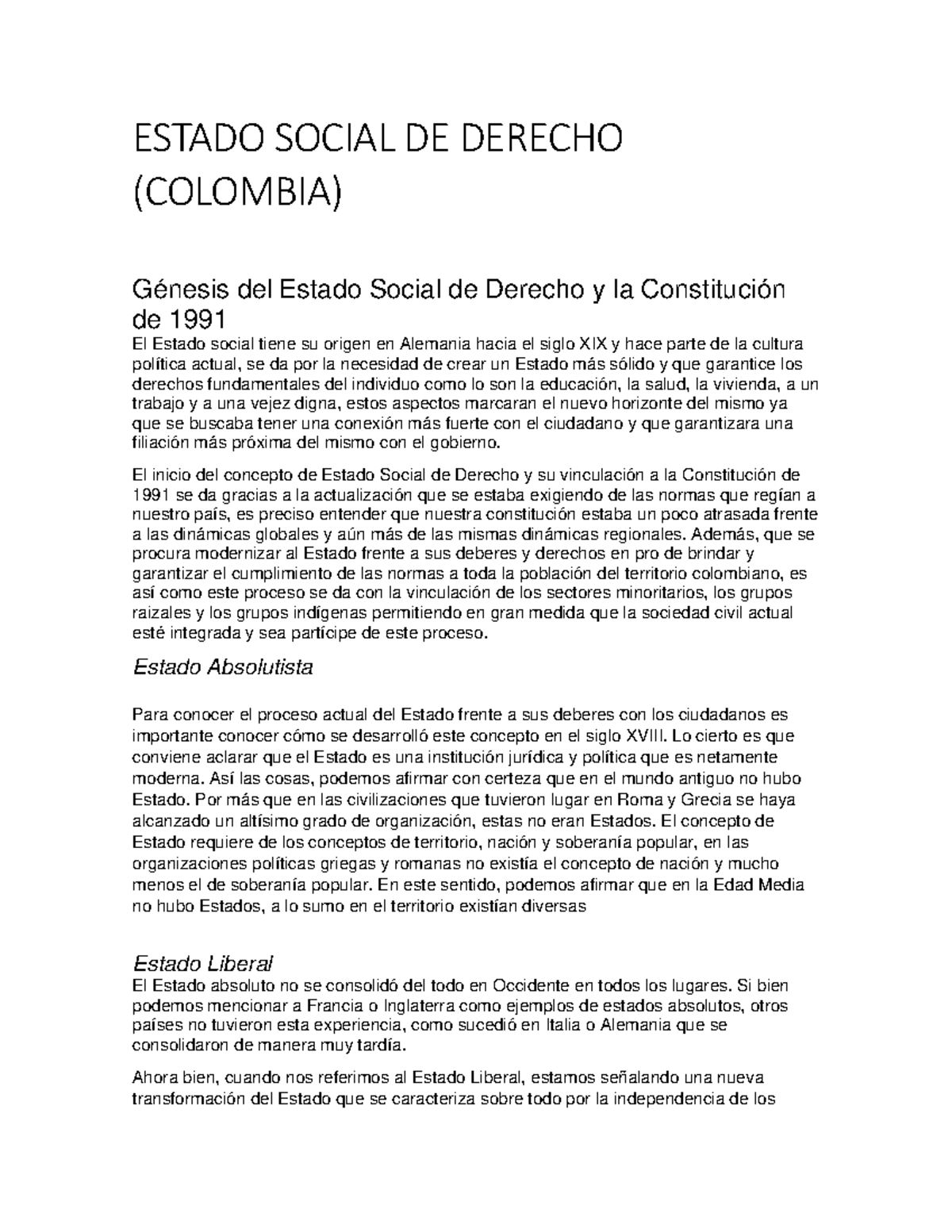 Estado social de derecho - El inicio del concepto de Estado Social de ...