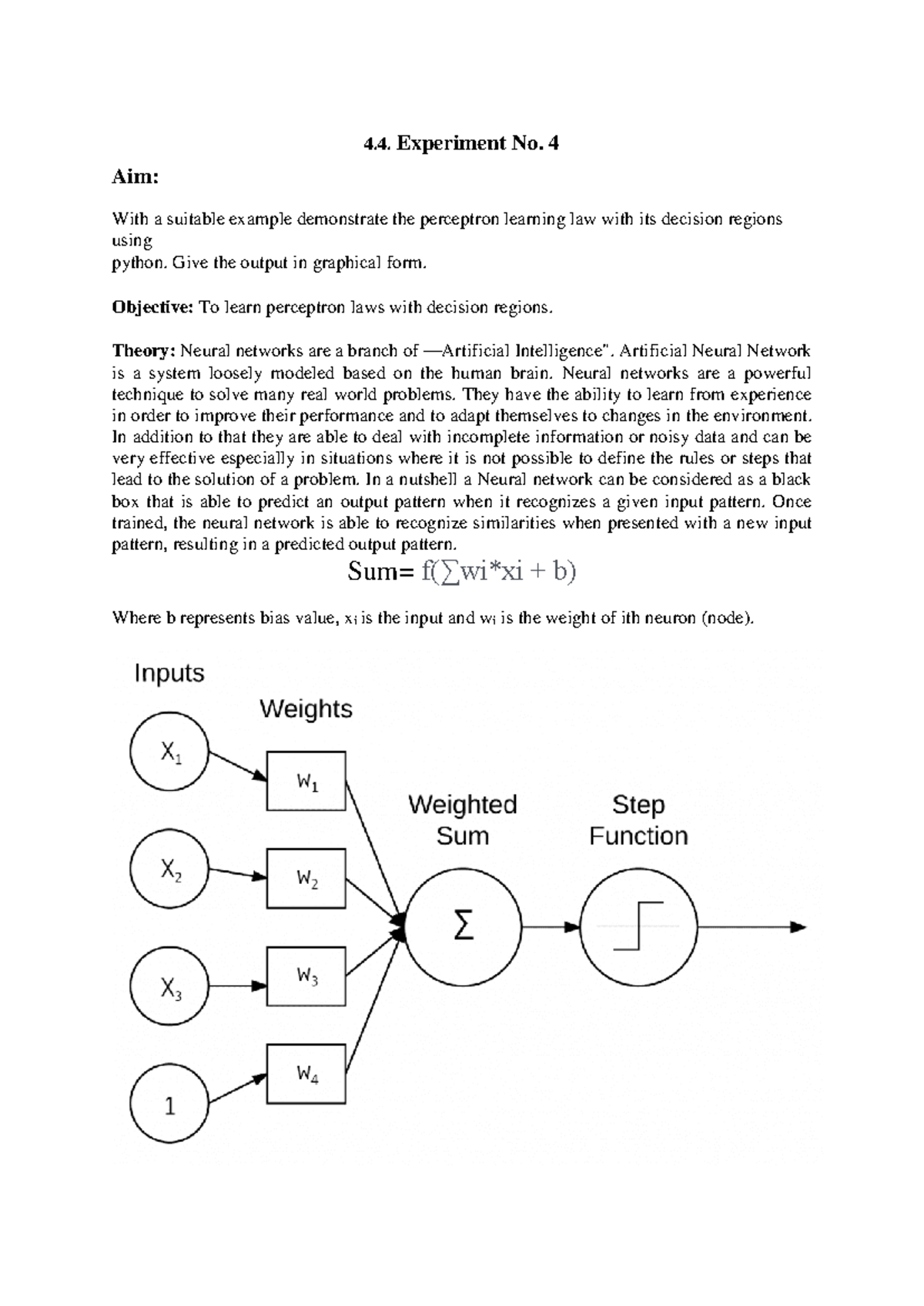 Experiment No. 4 TE SL-II (ANN) - 4. Experiment No. 4 Aim: With a suitable example demonstrate ...
