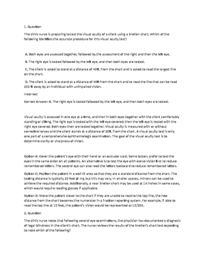 ENT question and answer - Question The clinic nurse is preparing to ...