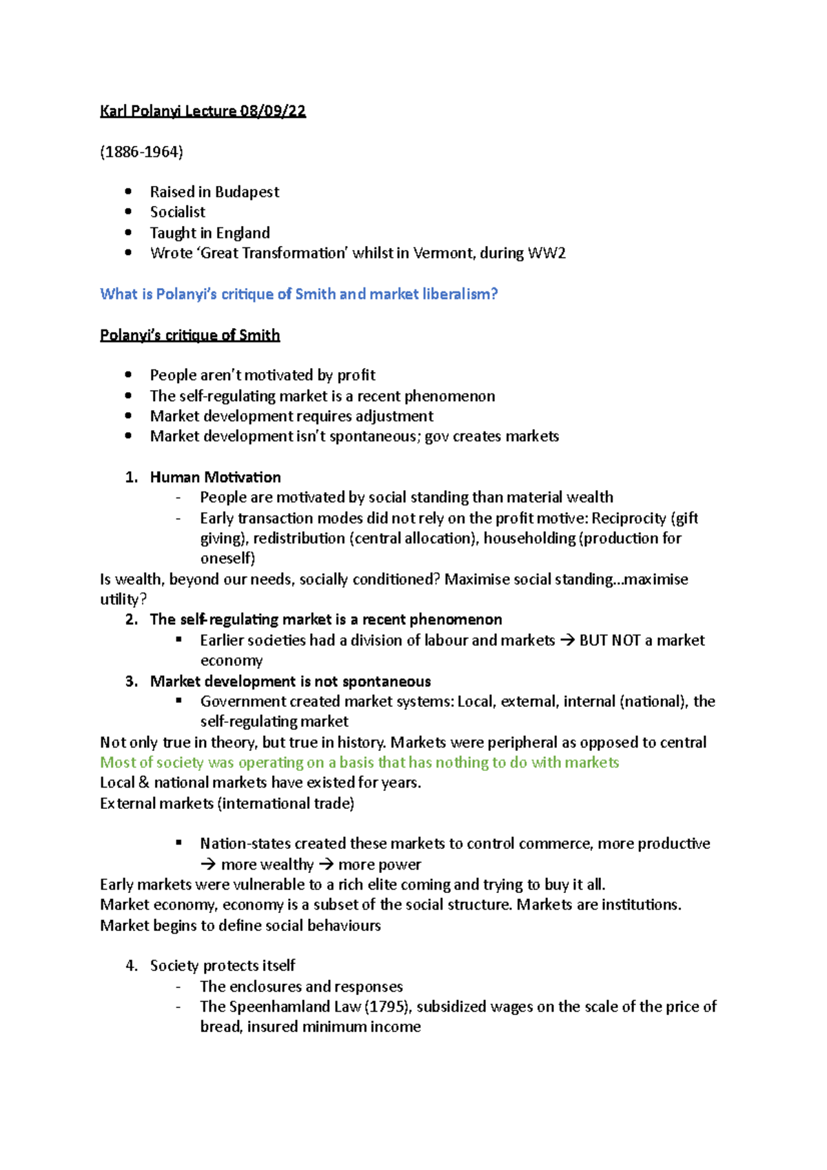 Karl Polanyi Lecture - . utility? The self-regulating market is a ...