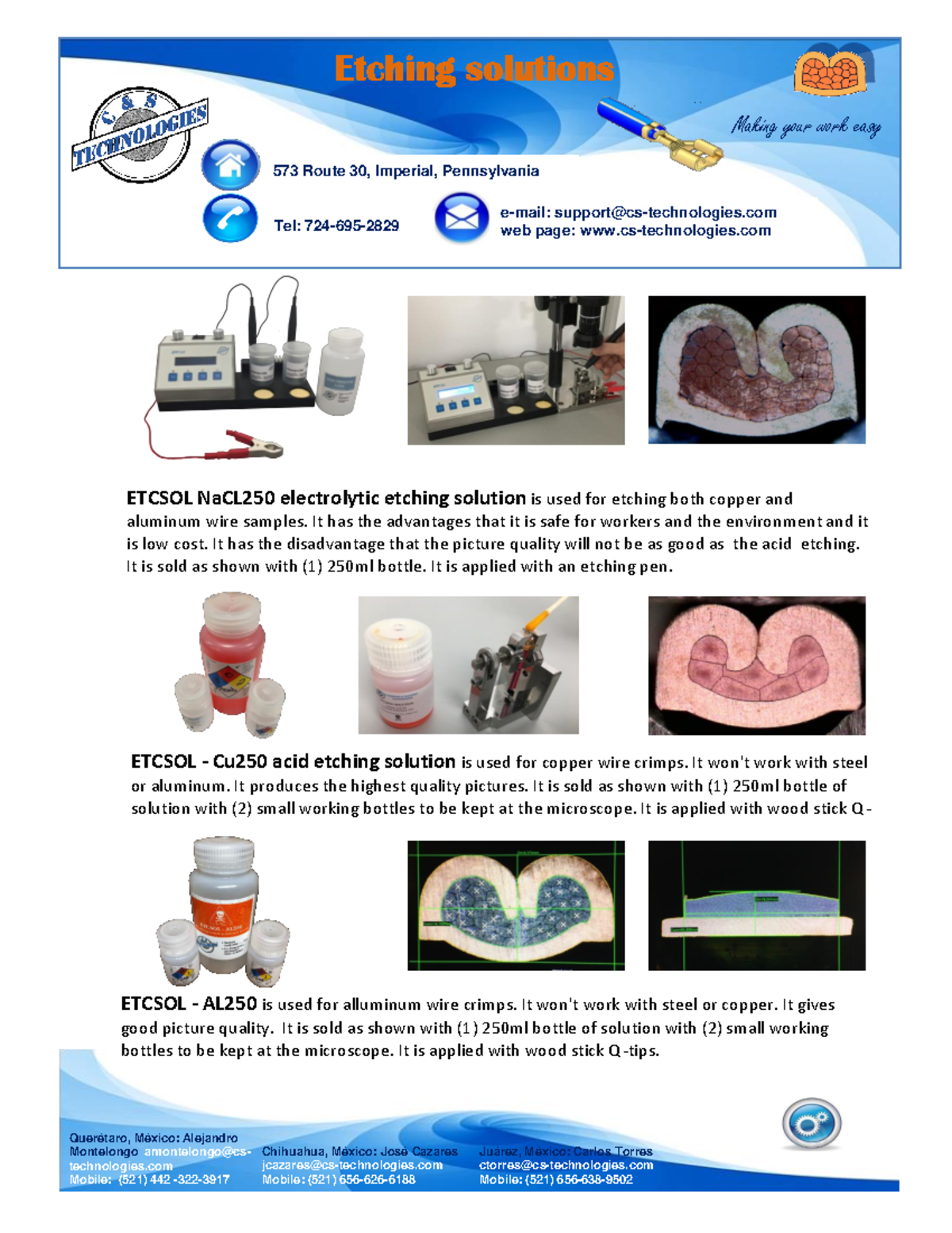 Electronic Fine Polishing - Etching solutions 573 Route 30, Imperial ...