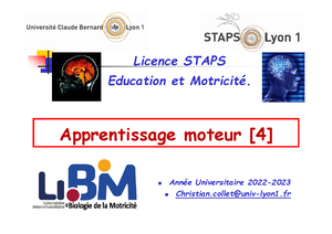 L3 App Mot 2023 CM3 - CM Apprentissage Moteur Lyon 1 STAPS - Licence STAPS Education et ...