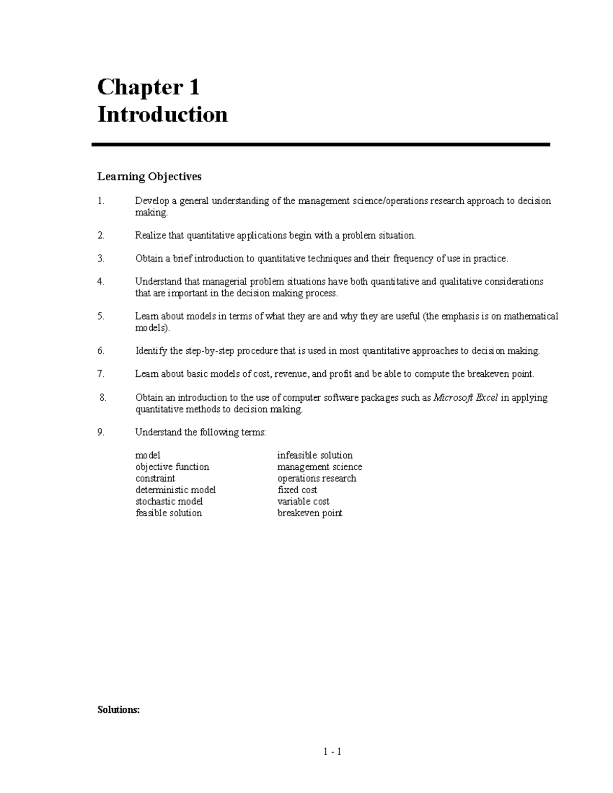 Ms14e chapter 01 final solution manual introduction to management science - Introduction ...
