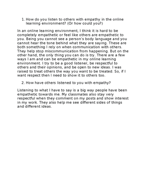 Awareness and online learning Discussion 5-1 - What is one example of a ...