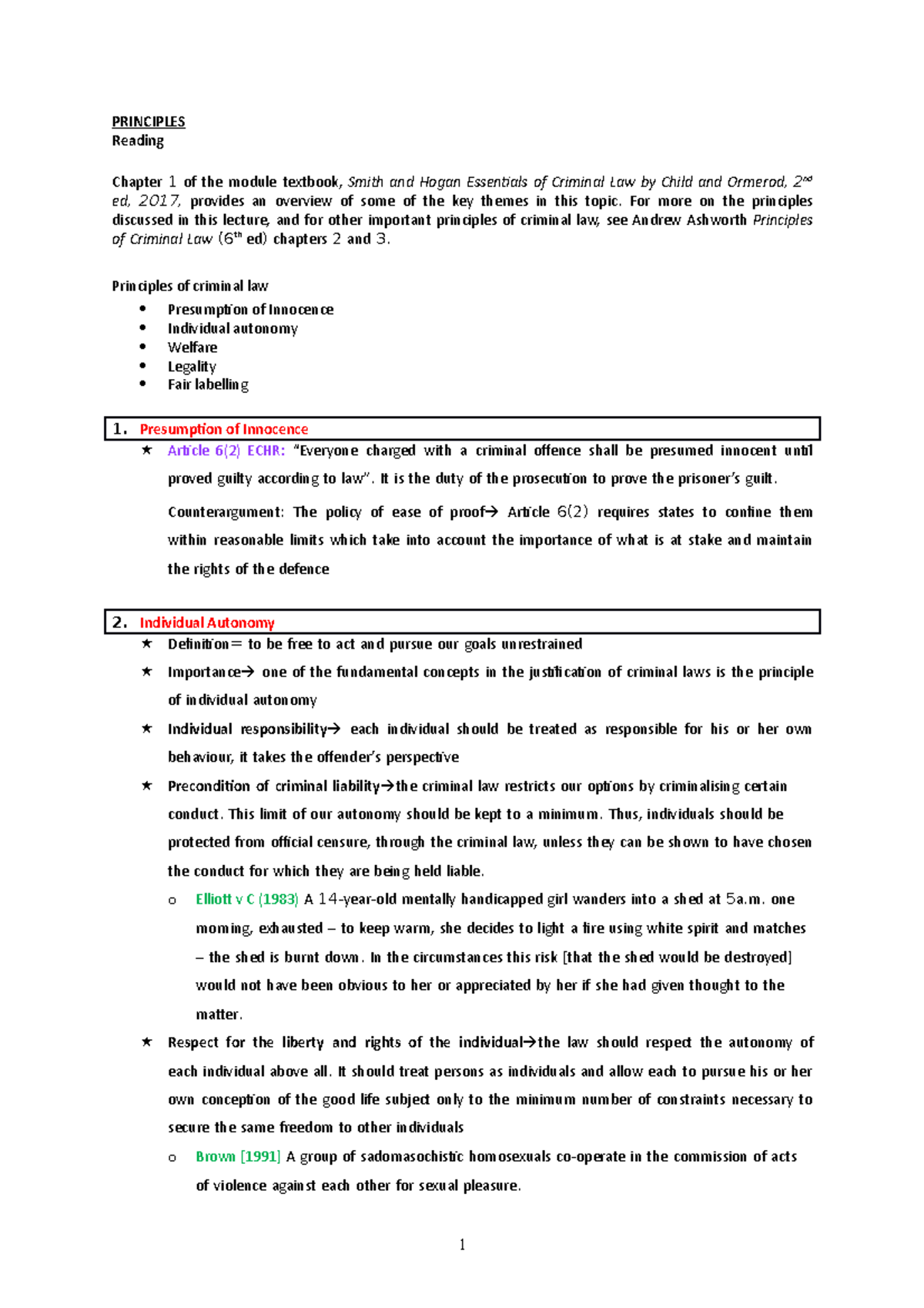 Principles of Criminal Law: Presumption of Innocence Individual ...