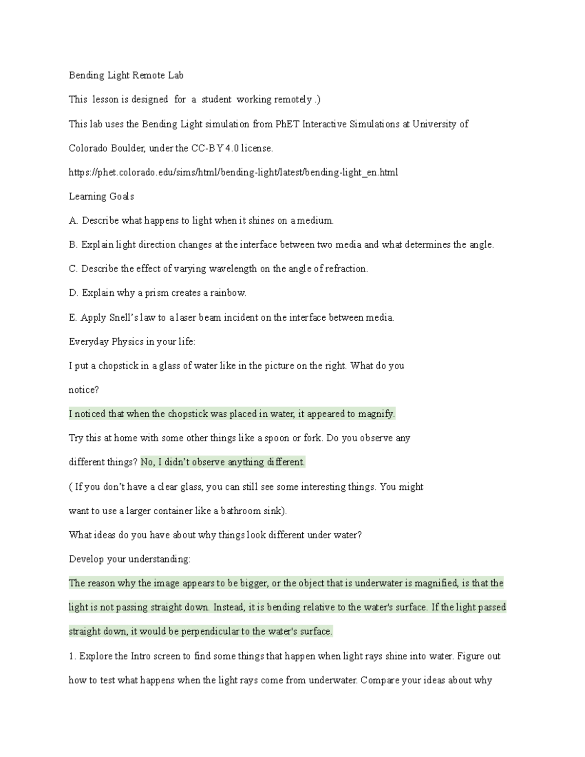 Bending Light Remote Lab EL - Bending Light Remote Lab This lesson is ...