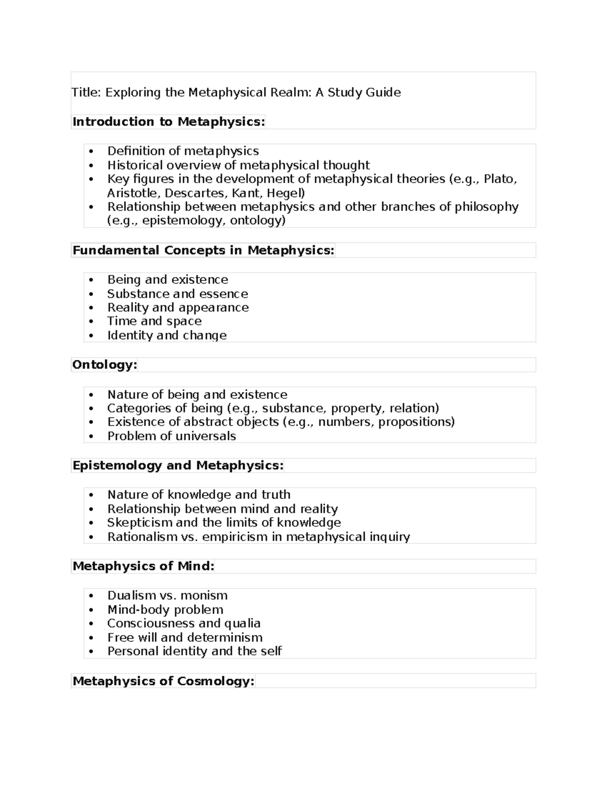 Metaphysical study - Summary Natural Science - Title: Exploring the ...