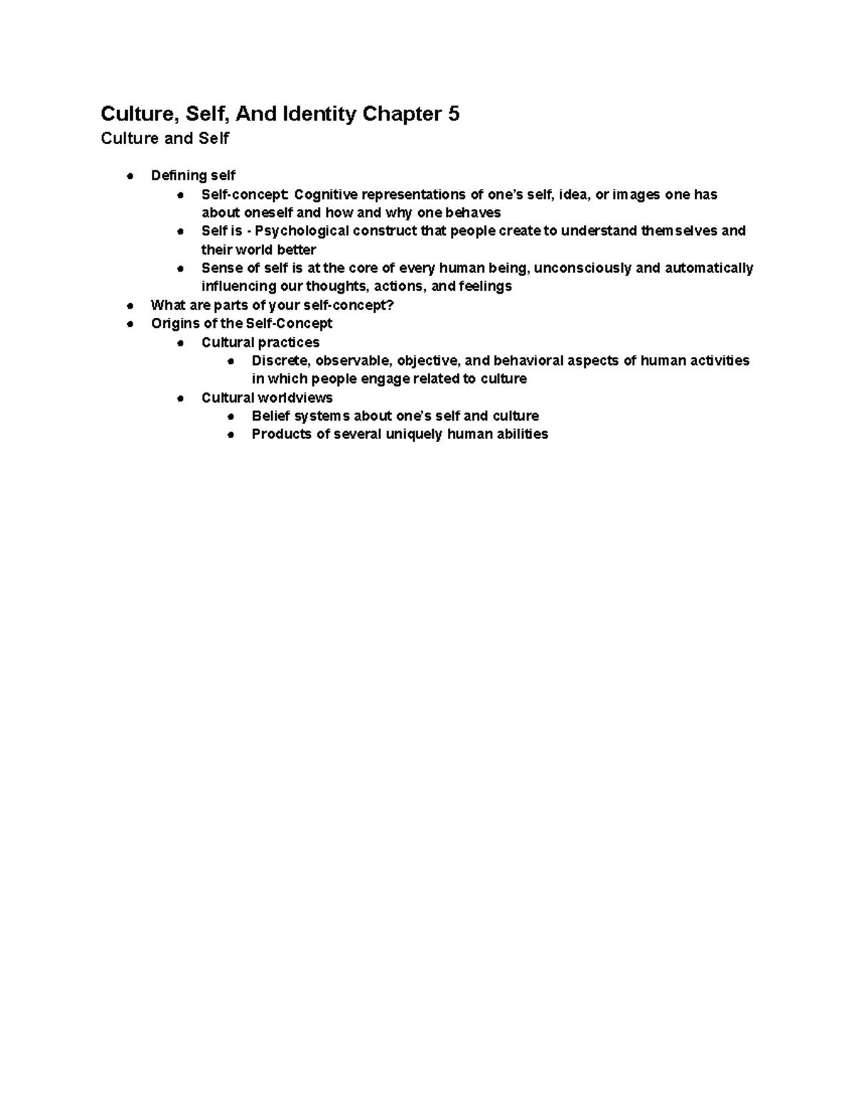 Chapter 5 - Notes for ch 5 - Culture, Self, And Identity Chapter 5 ...
