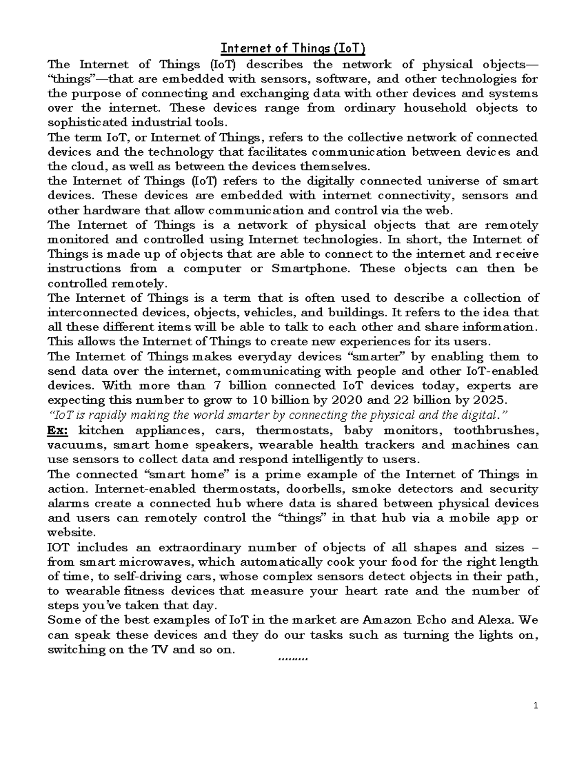 BCA-IOT-UNIT 1 - Bca unit 1 notes - Internet of Things (IoT) The ...