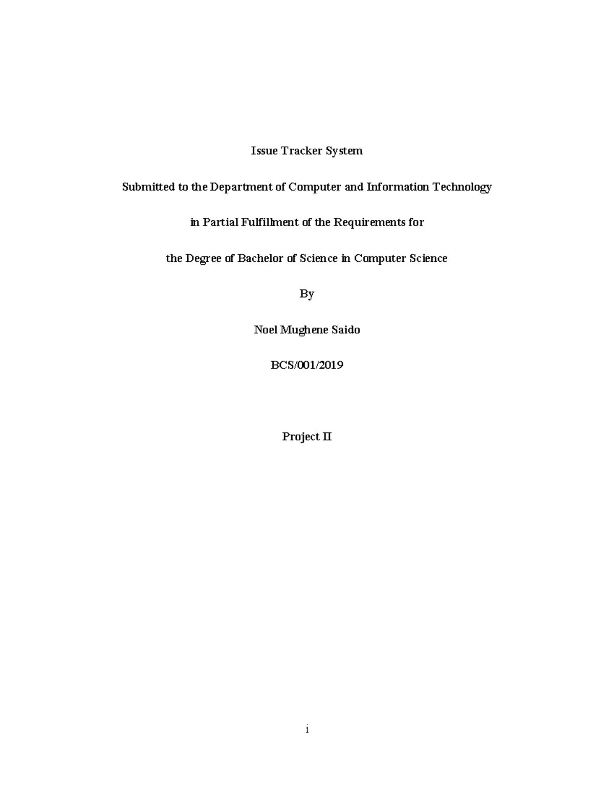 Issue Tracker System - Issue Tracker System Submitted to the Department ...