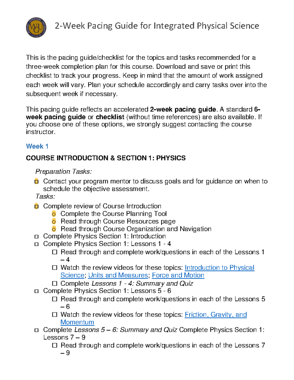 C165 2-Week Pacing Guide - 2 - Week Pacing Guide for Integrated ...