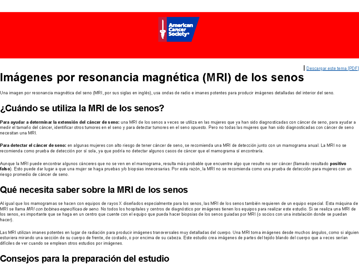 Imágenes por resonancia magnética (MRI) de los senos - | Imágenes por ...