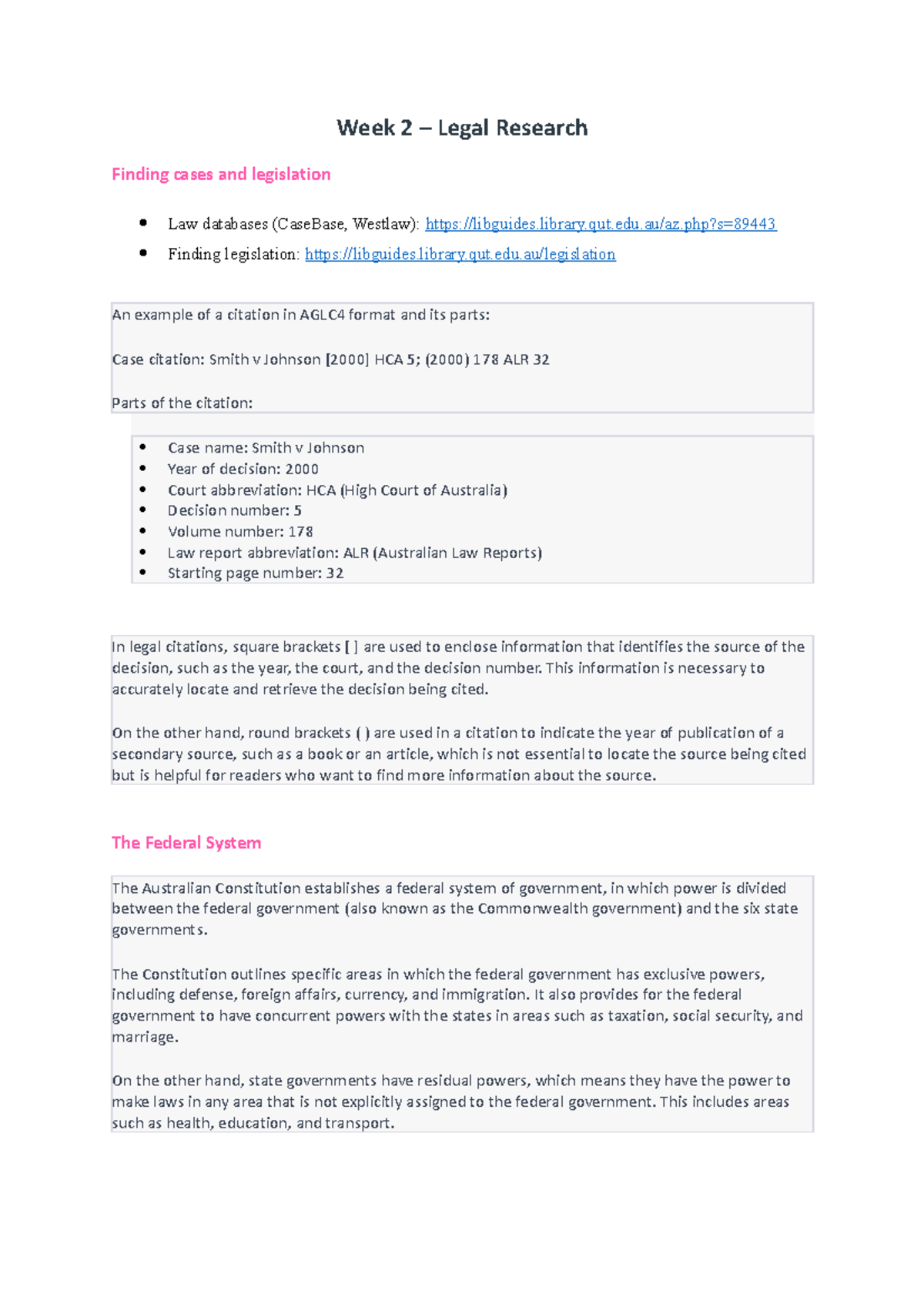 Week 2 – Legal Research - Week 2 – Legal Research Finding cases and ...