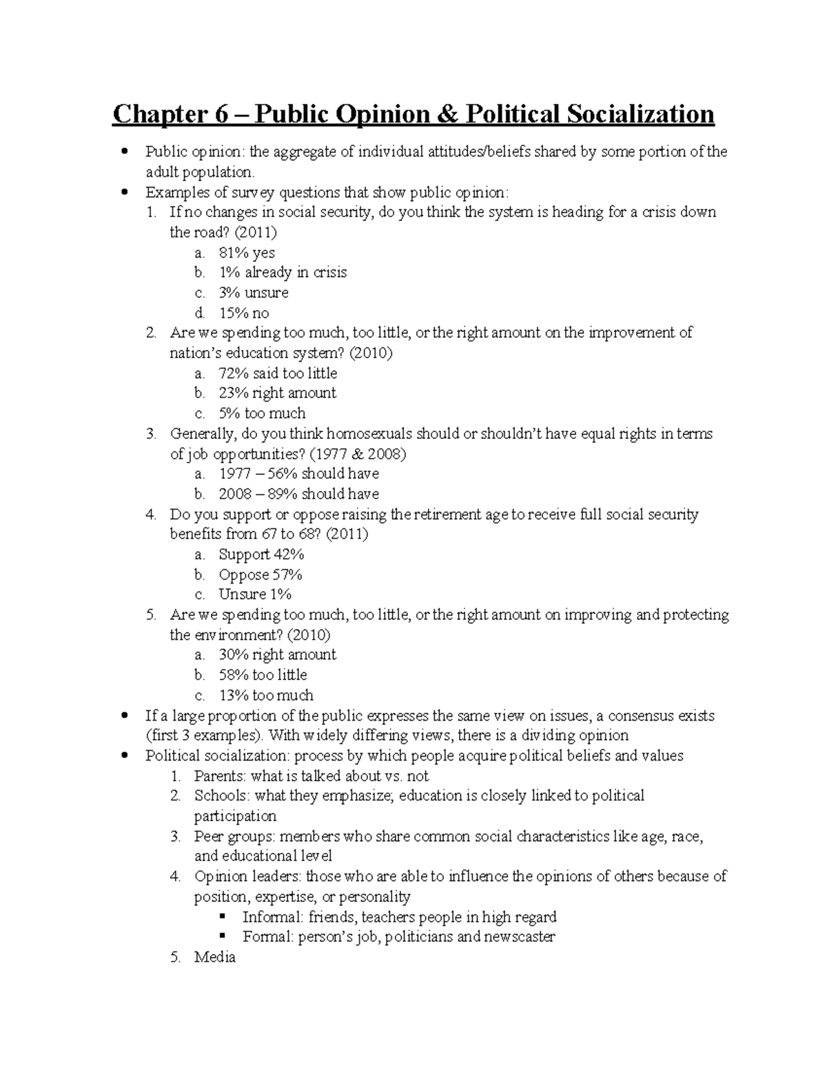Chapter 6 - Lecture notes 8 - Chapter 6 – Public Opinion & Political ...