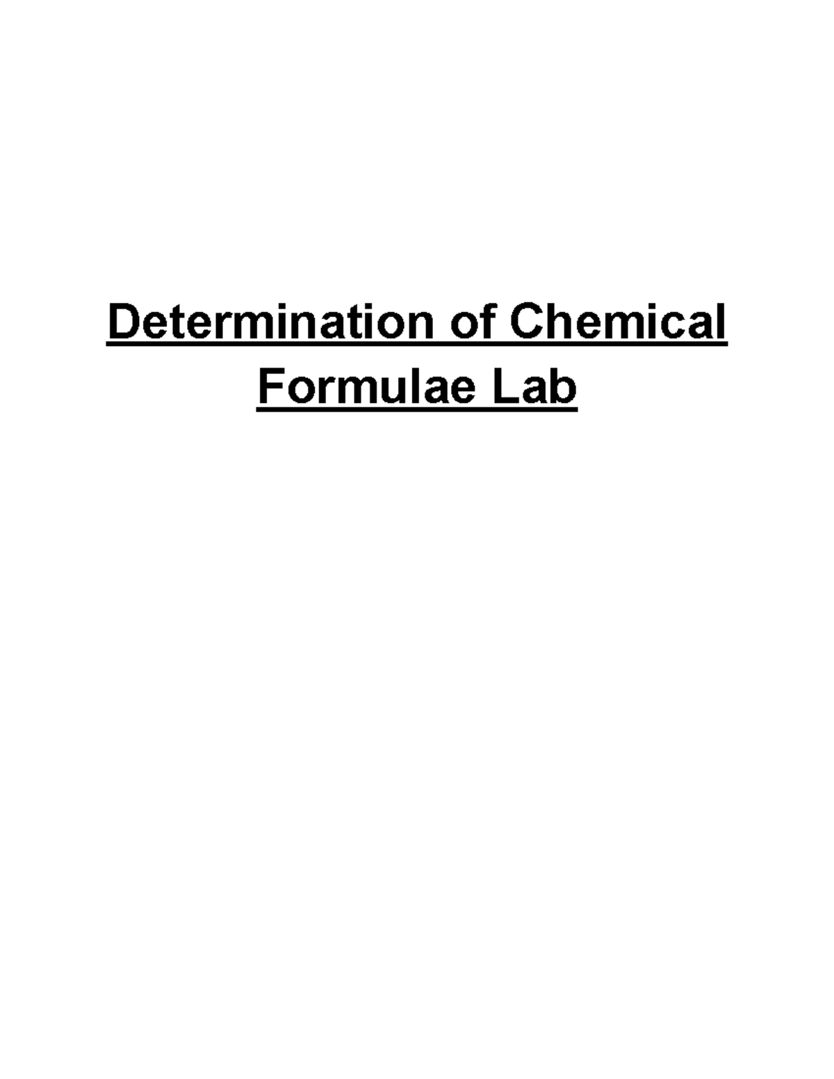 Copy of Determination of Chemical Formulae - Determination of Chemical ...