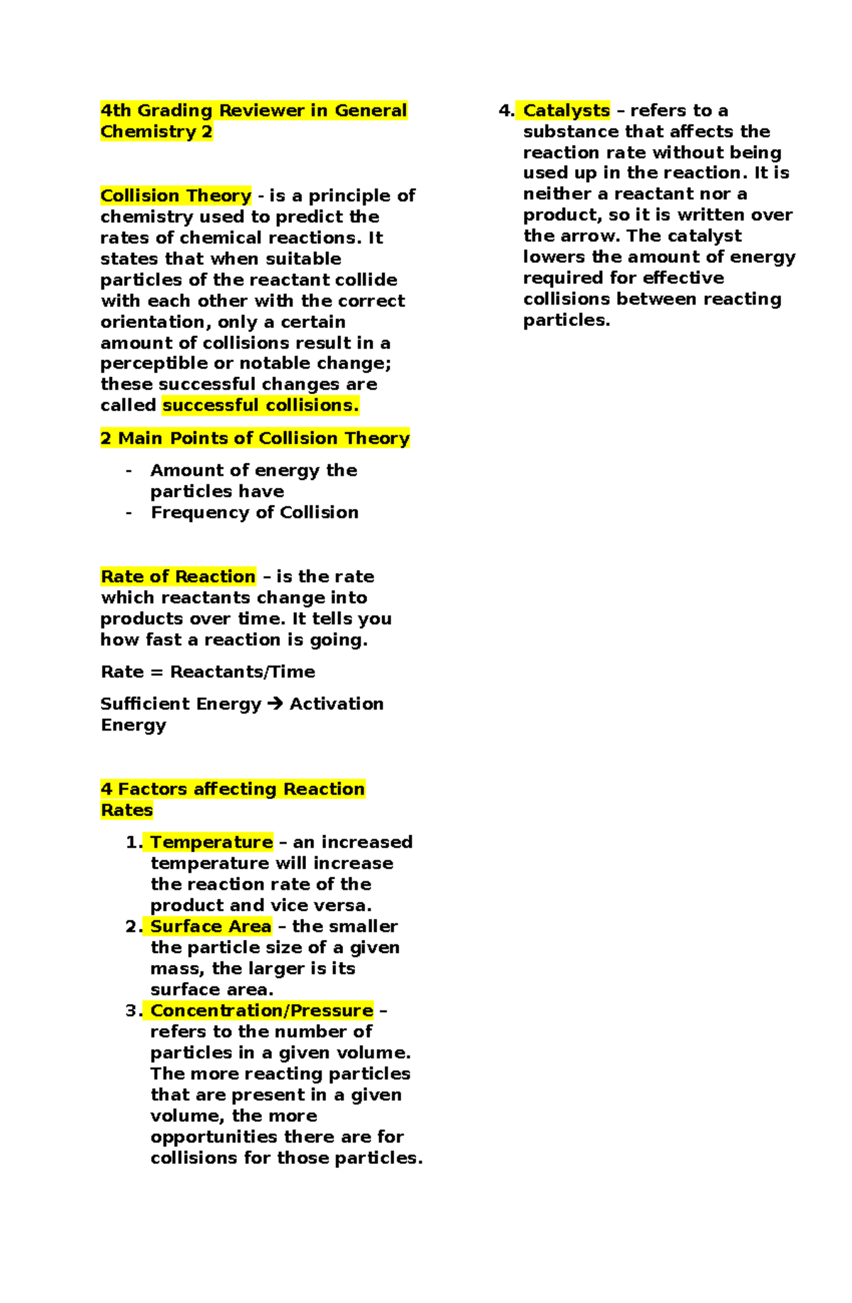 4th Grading Reviewer in General Chemistry 2 - 4th Grading Reviewer in ...
