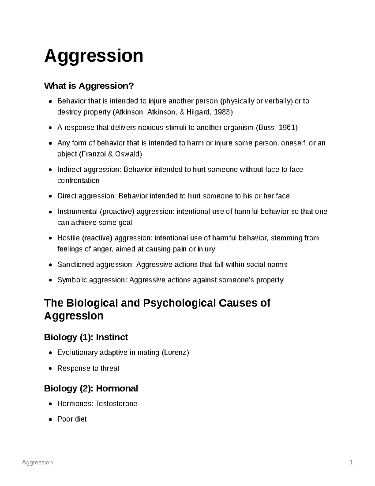 Aggression - Dr. Hardin - Aggression What is Aggression? Behavior that ...