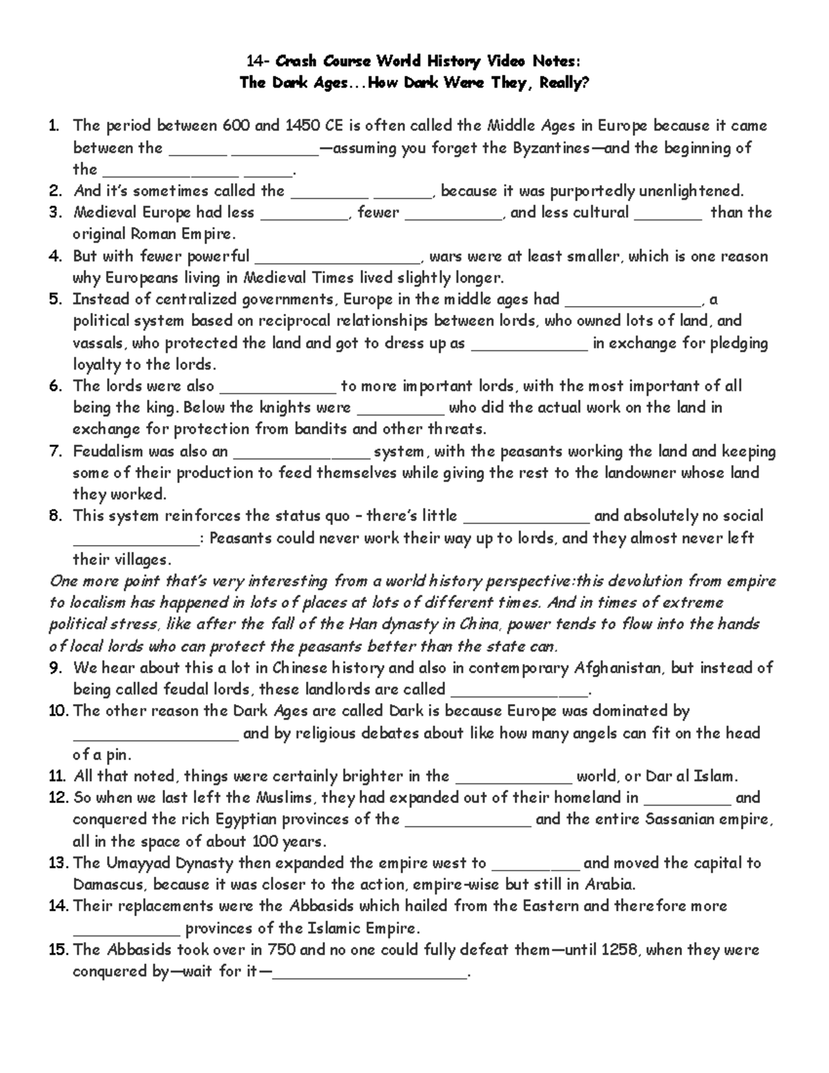 14-The Dark Ages - w3wwwwwwwwwwwwwwwww - 14- Crash Course World History ...