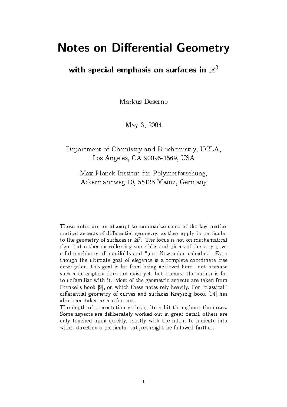 Diff geom - Geometry - Notes on Differential Geometry with special ...