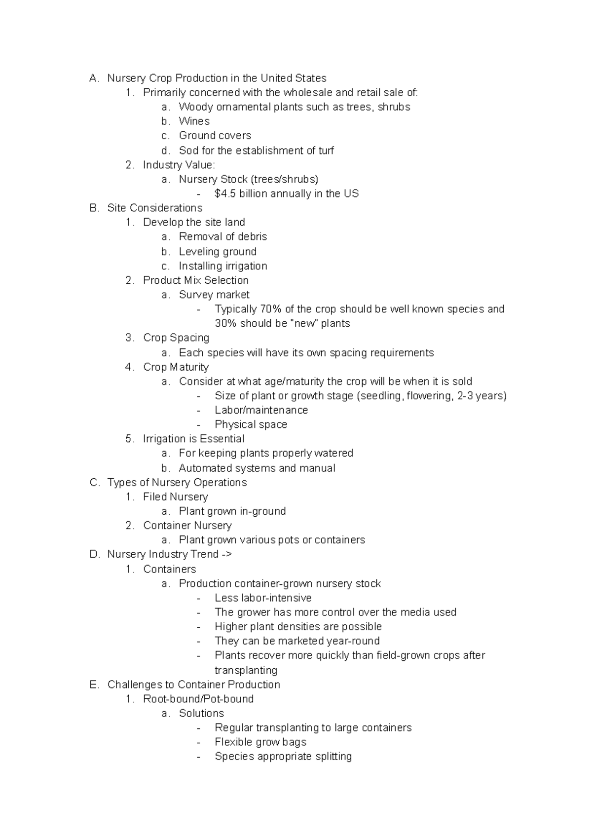 14. Nursery Production - A. Nursery Crop Production in the United ...